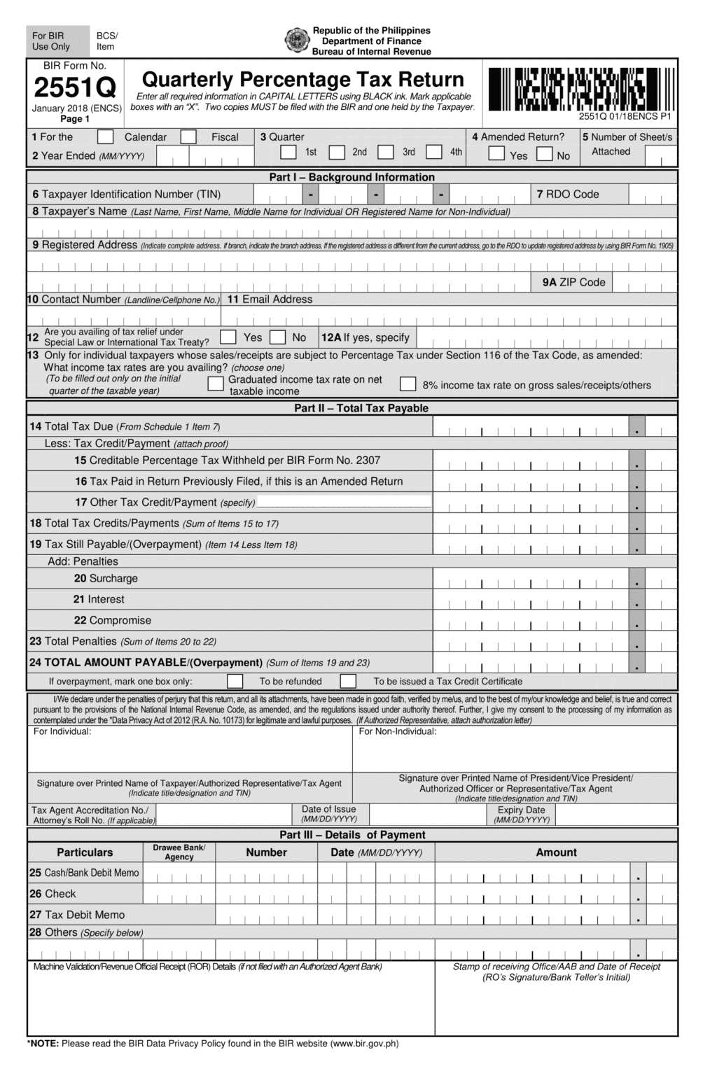Complete Guide to Quarterly Percentage Tax (BIR Form 2551Q)