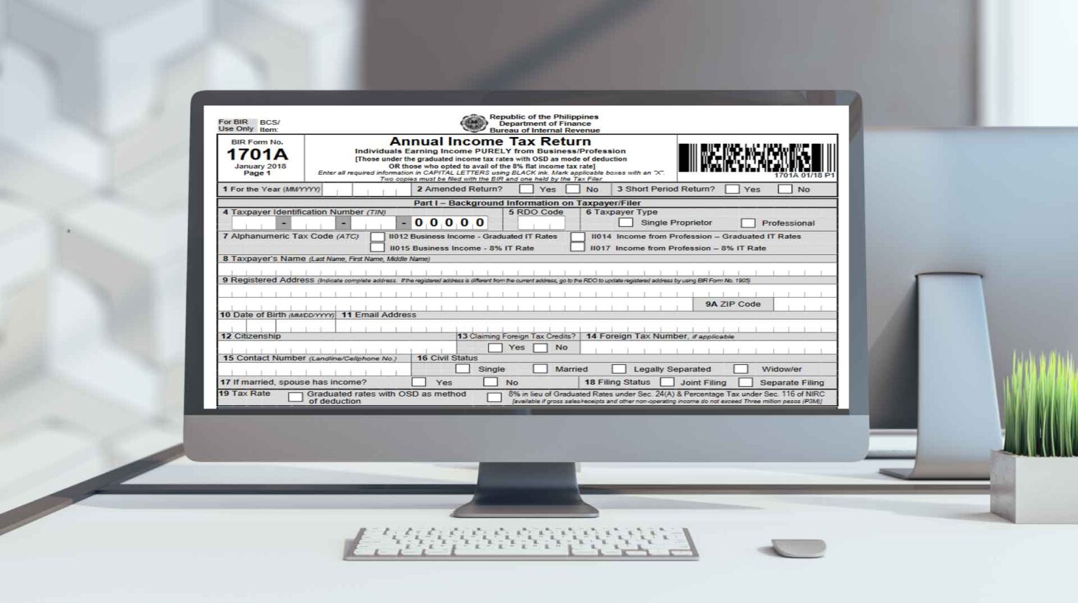 BIR Form 1701A Annual Income Tax Return for Individuals