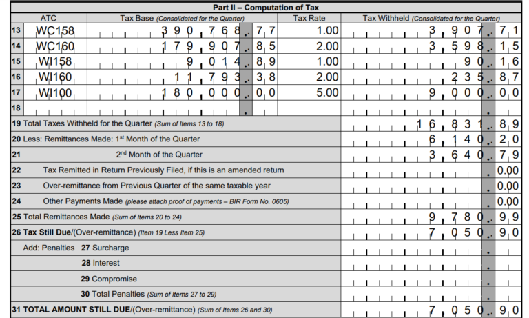 BIR Form 1601EQ: Quarterly Withholding Tax Expanded Return